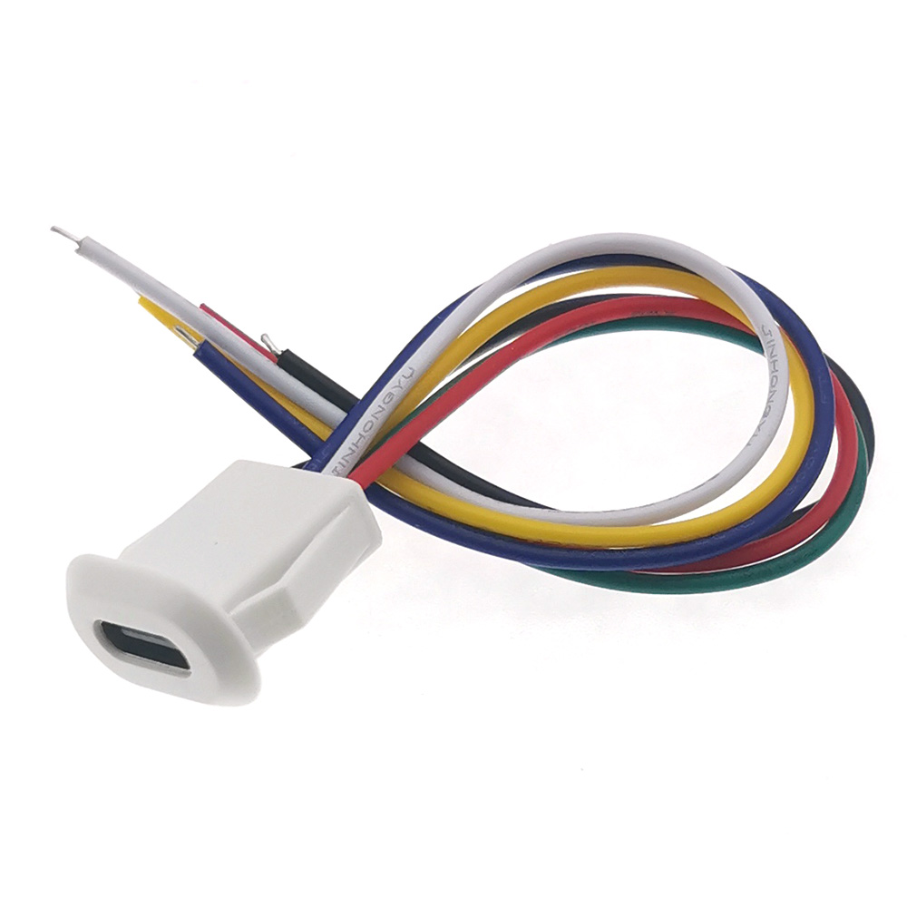 USB-20C-F-06F12L-6P Snap In Panel Mount USB Type C Jack 6 Way