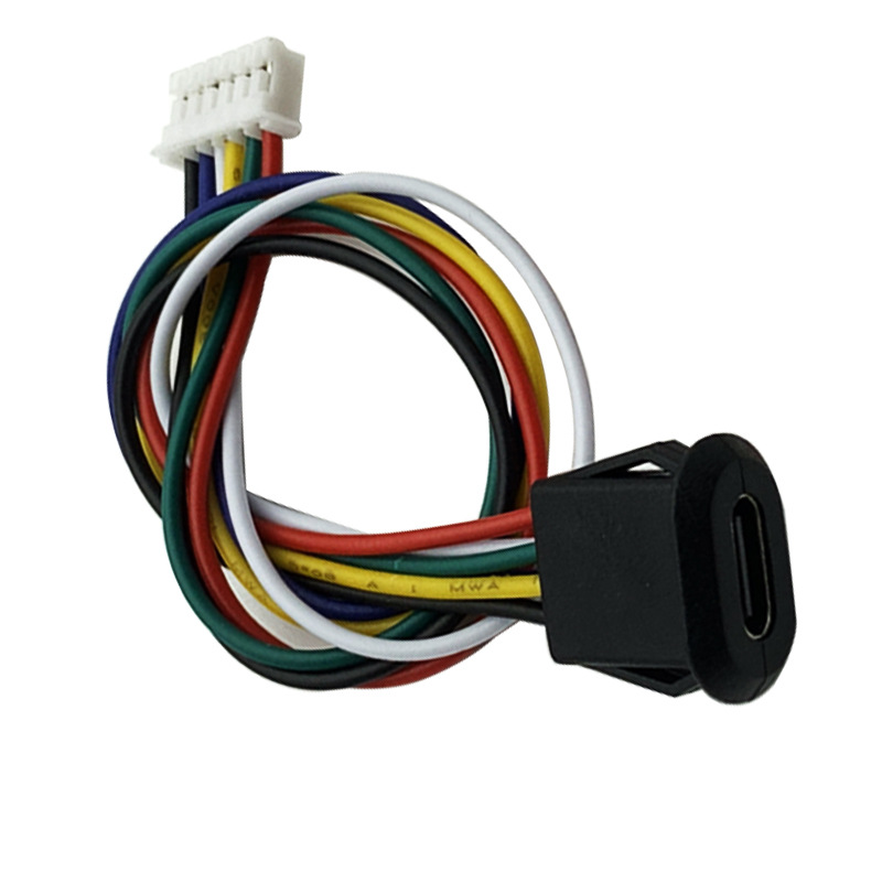 USB-20C-F-06F12L-6P Snap In Panel Mount USB Type C Jack 6 Way